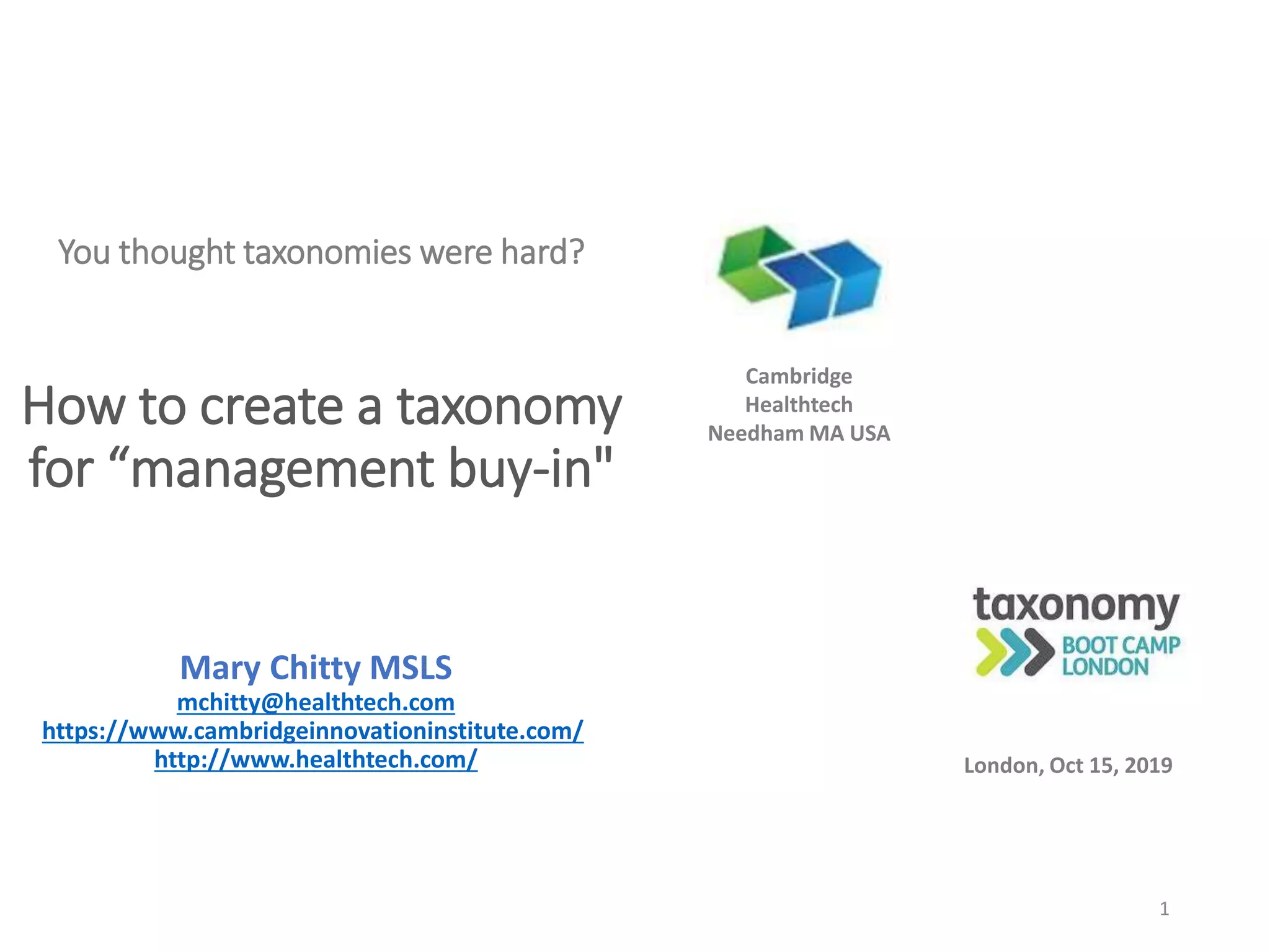 How to create a taxonomy for management buy-in | PPT