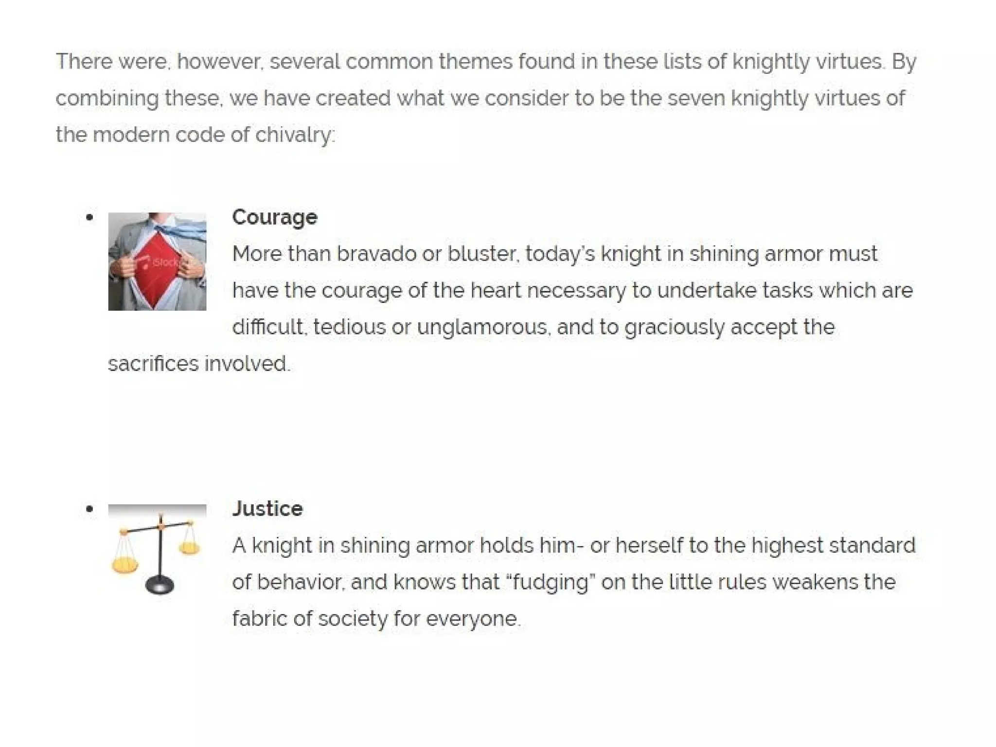 The Seven Knightly Virtues | PPT