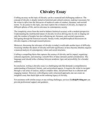 Chivalry Essay | PDF