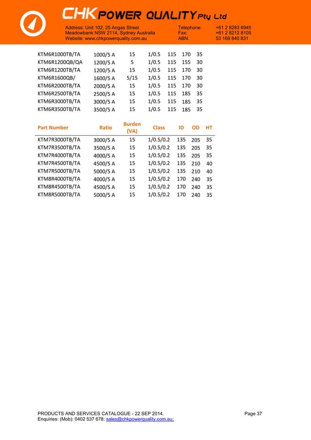 CHK Power Quality products & services catalogue 22 sep 14 release | PDF