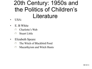 Chl207 lecture #1 a brief history of child lit from the 15th to 21st ...