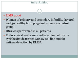 Chlamydia and infertility a review of literature | PPTX