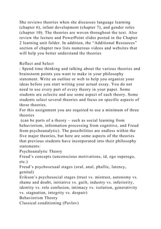 CHLD 113 Philosophy StatementStudent Learning OutcomeThis ass.docx