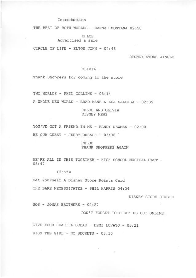 Chloe and olivia disney radio script | PDF