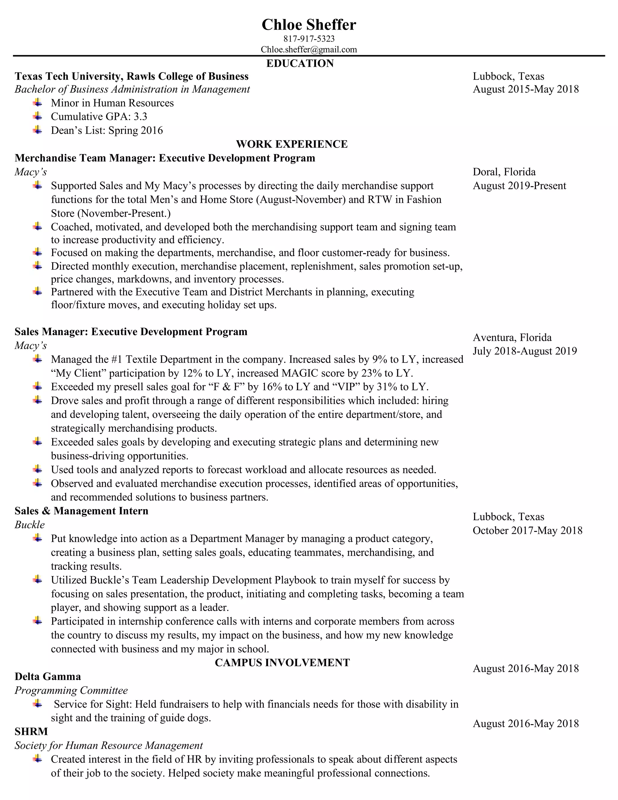 Chloe Sheffer Resume | PDF