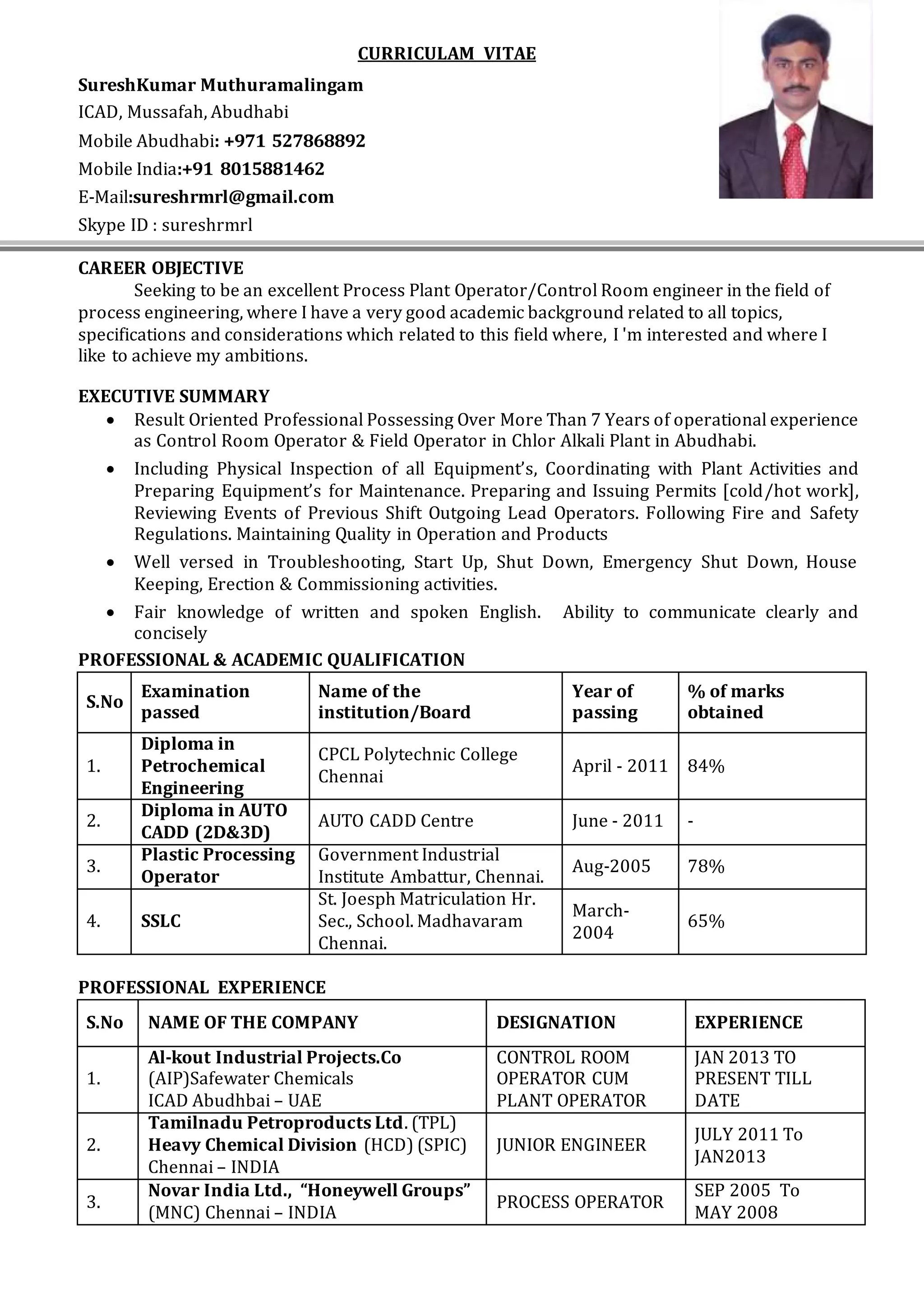 Chlor alkali plant Control room operator & Plant Operations | DOCX