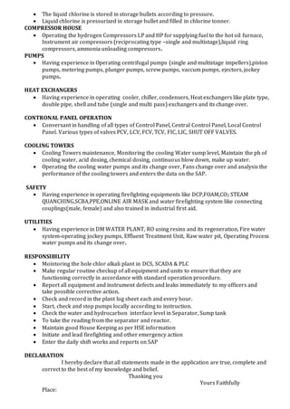 Chlor alkali plant Control room operator & Plant Operations | DOCX