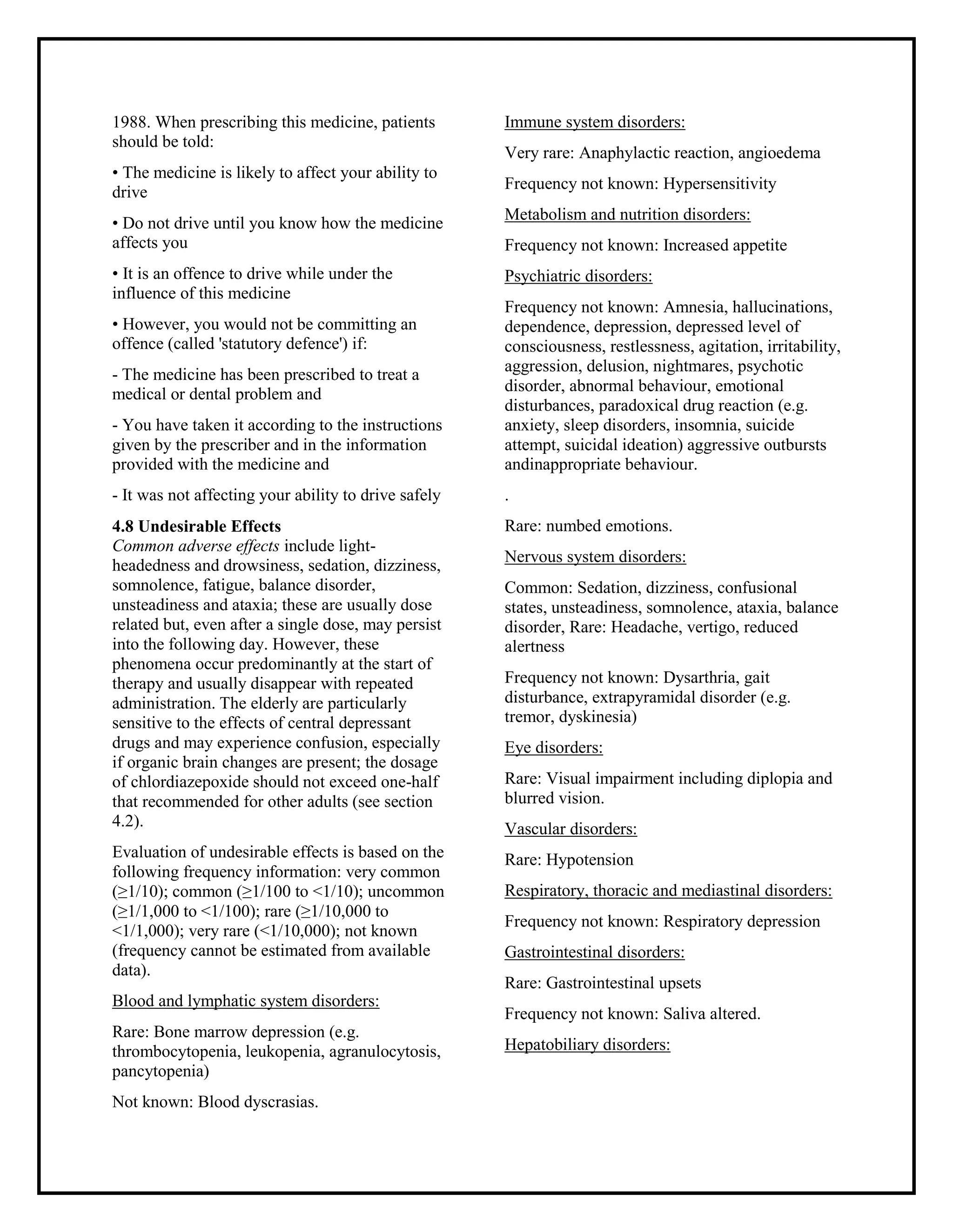 Chlordiazepoxide 10mg capsules smpc taj pharmaceuticals | PDF