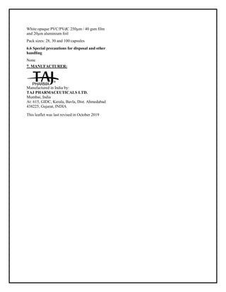 Chlordiazepoxide 10mg capsules smpc taj pharmaceuticals | PDF ...