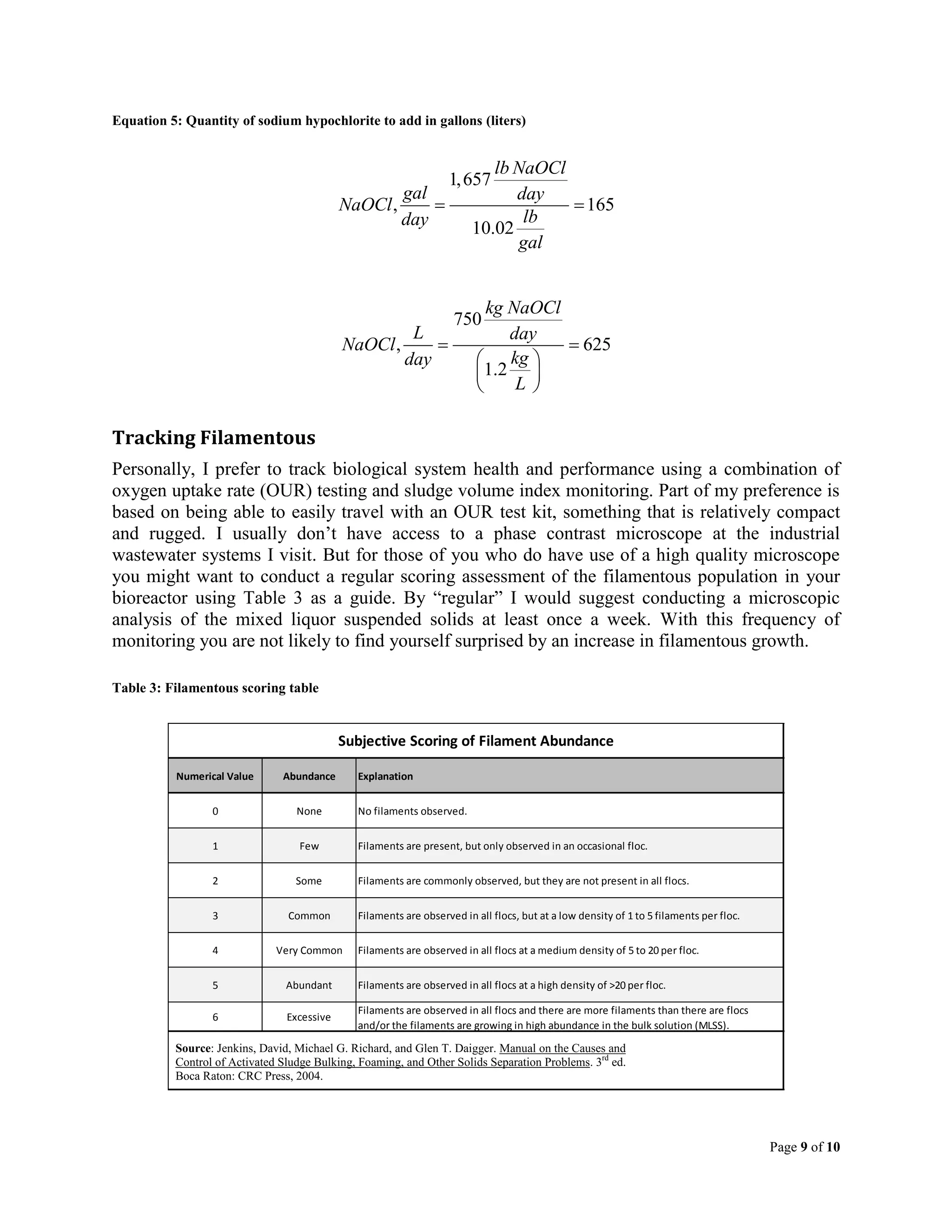 Chlorinate to-control-filamentous-bacteria | PDF
