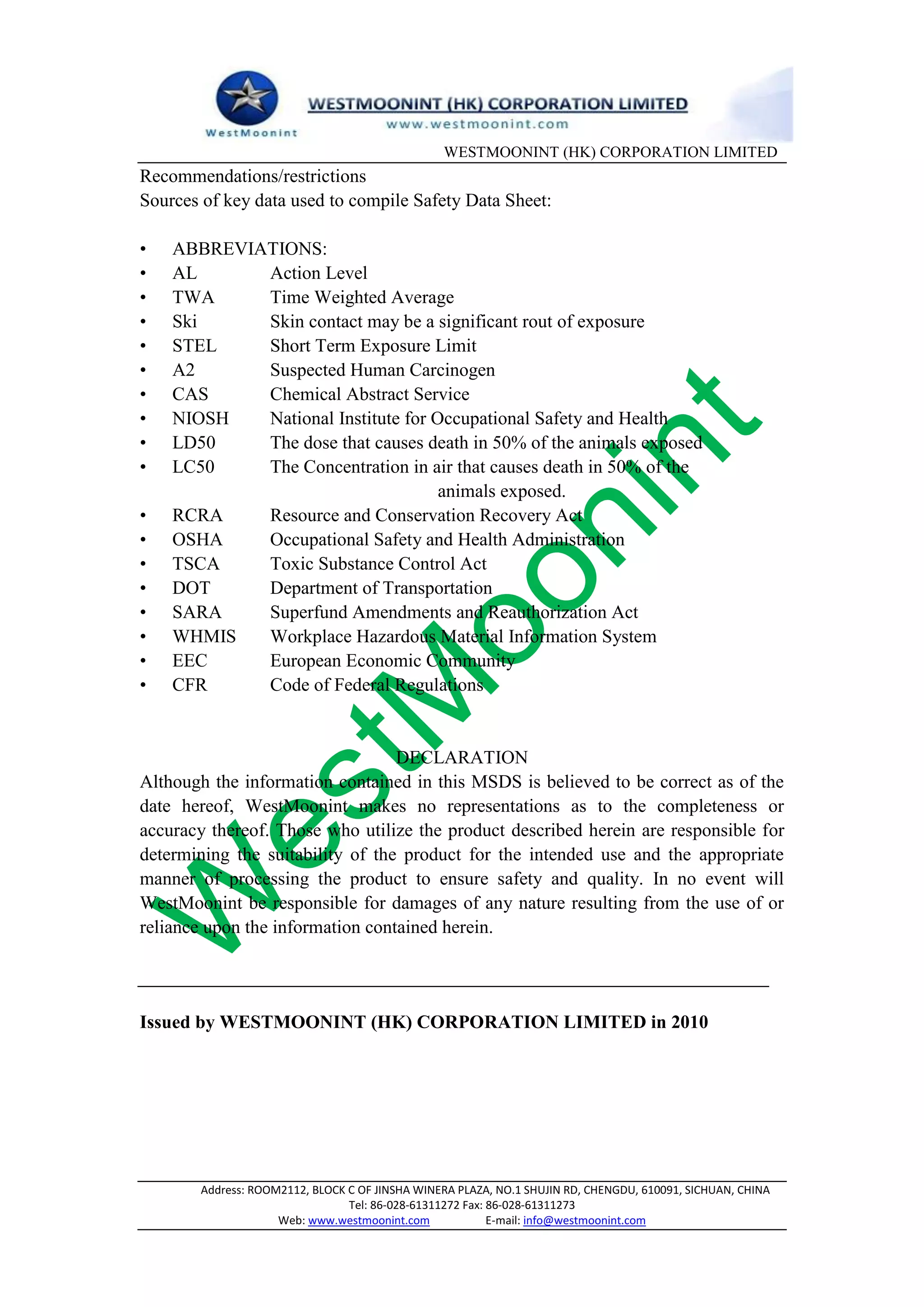 Chlorinated polyethylene material safety data sheet | PDF