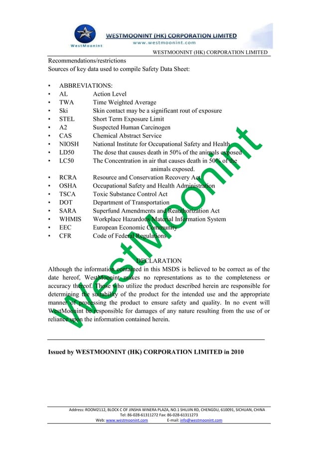 Chlorinated polyethylene material safety data sheet | PDF