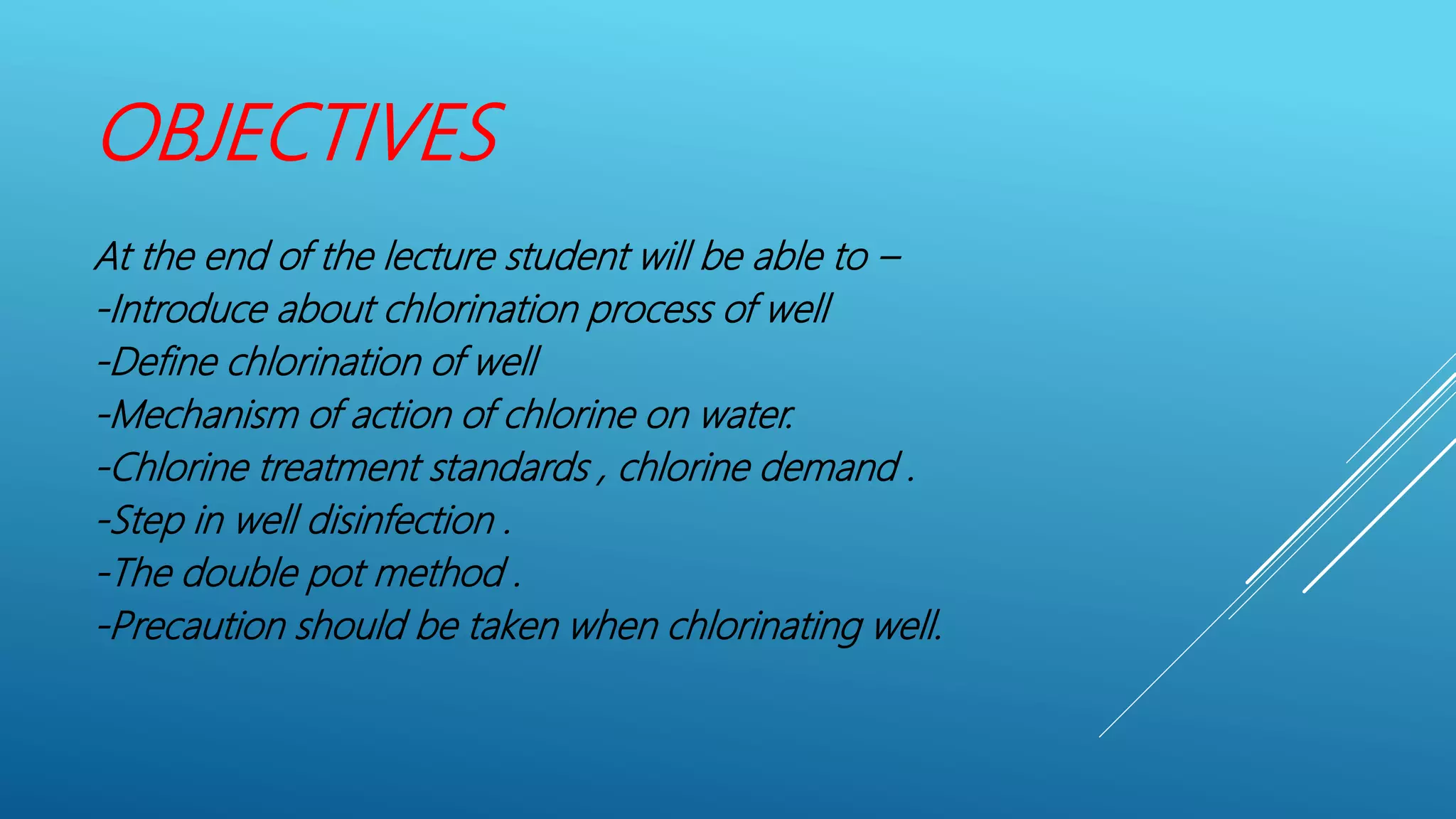 Chlorination of well | PPTX