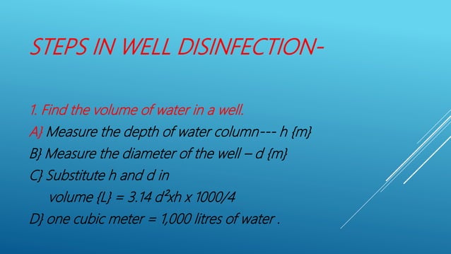 Chlorination of well | PPTX