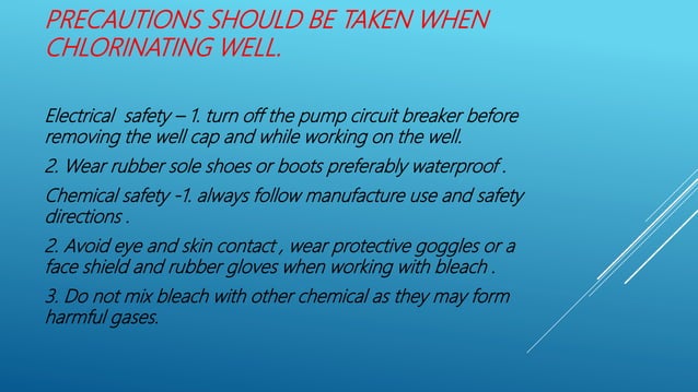 Chlorination of well | PPTX