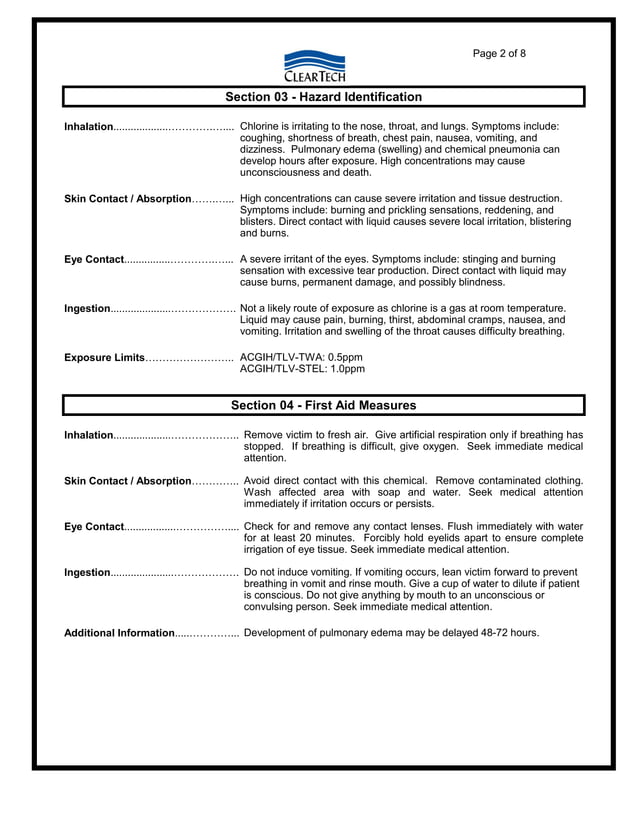 Chlorine | PDF | First Aid | Injuries