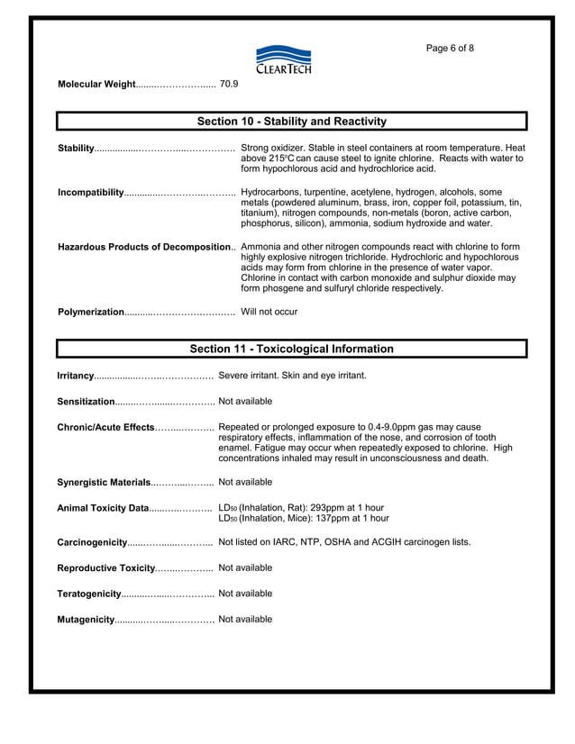 Chlorine | PDF | First Aid | Injuries
