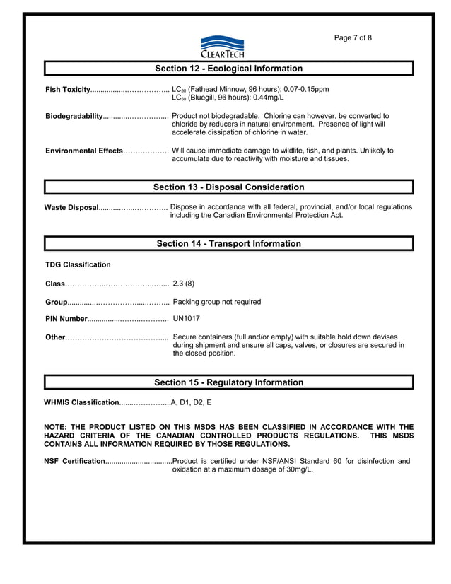 Chlorine | PDF | First Aid | Injuries