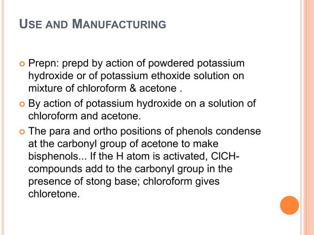Chlorobutanol | PPTX | Chemistry | Science