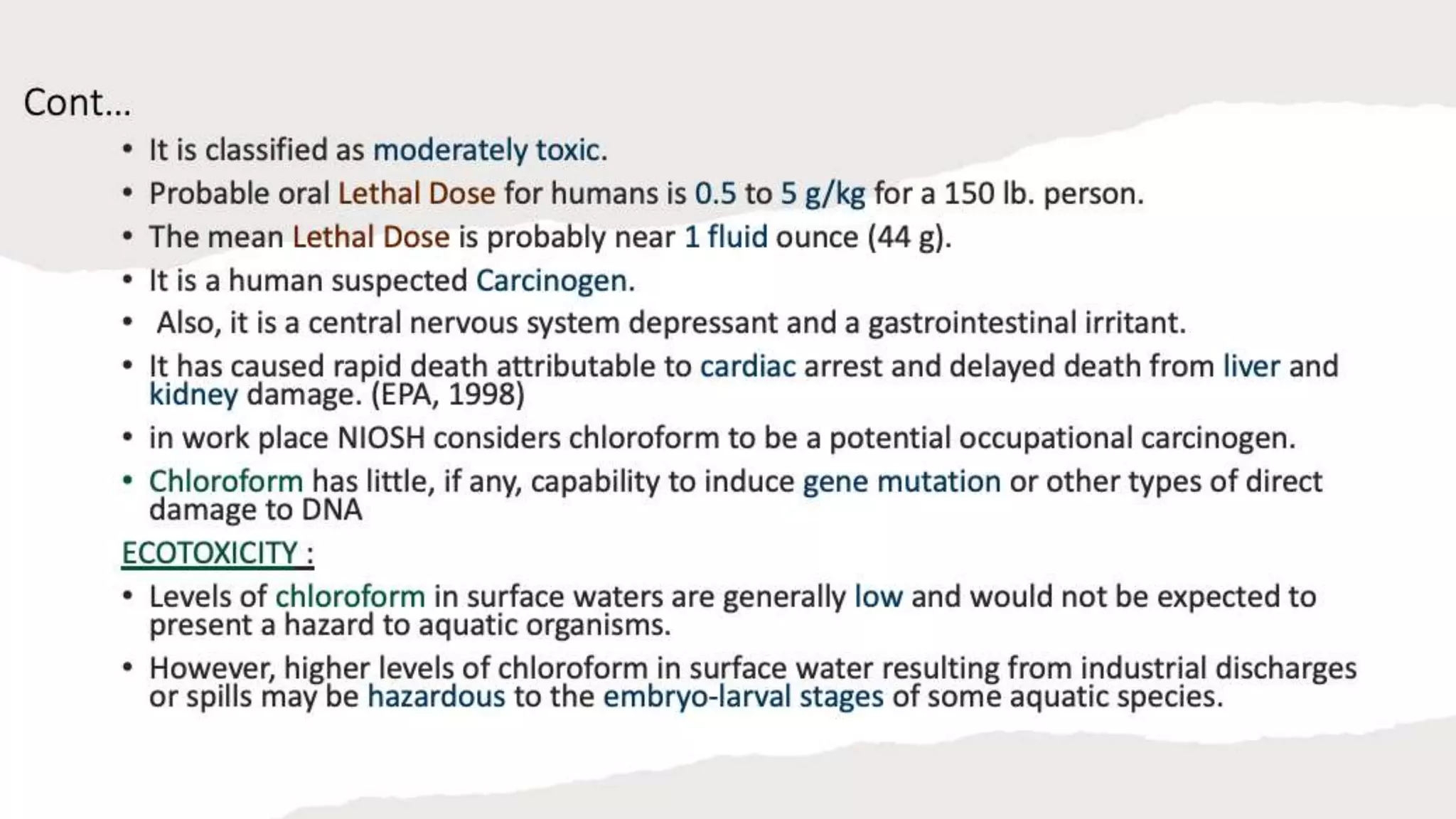 Chloroform brief history and toxicity - general toxicological practical ...
