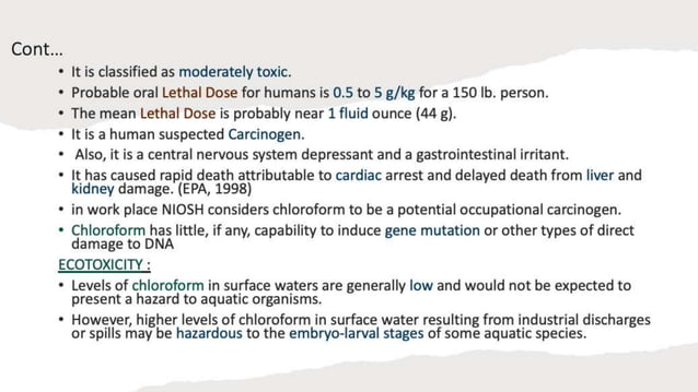Chloroform brief history and toxicity - general toxicological practical ...
