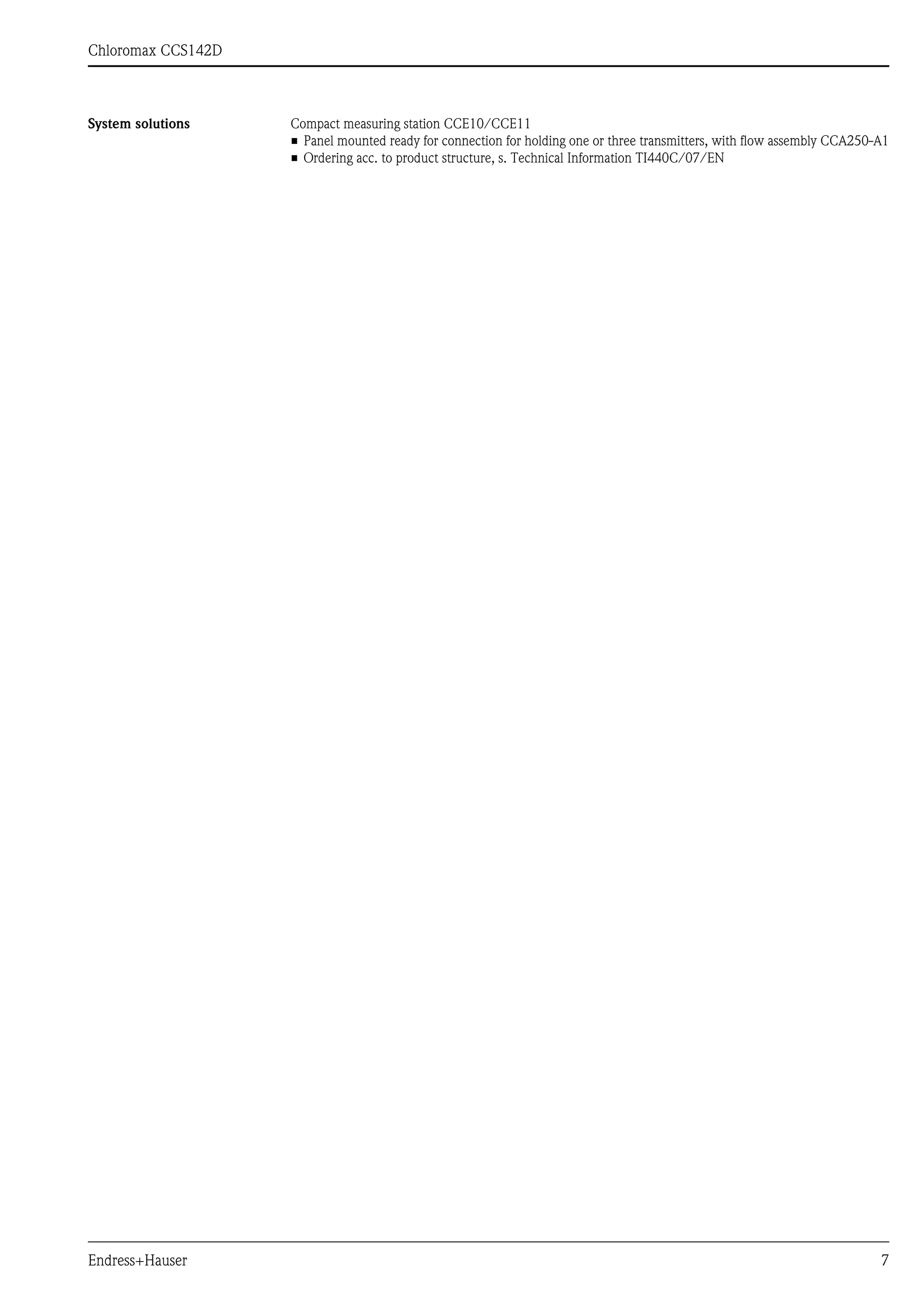 Chloromax CCS142 D endress+hauser datasheet free chlorine | PDF