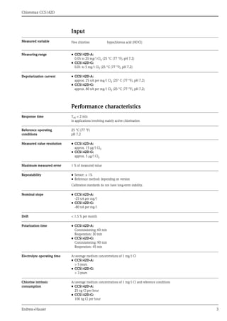 Chloromax CCS142 D endress+hauser datasheet free chlorine | PDF ...