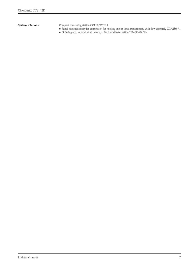 Chloromax CCS142 D endress+hauser datasheet free chlorine | PDF