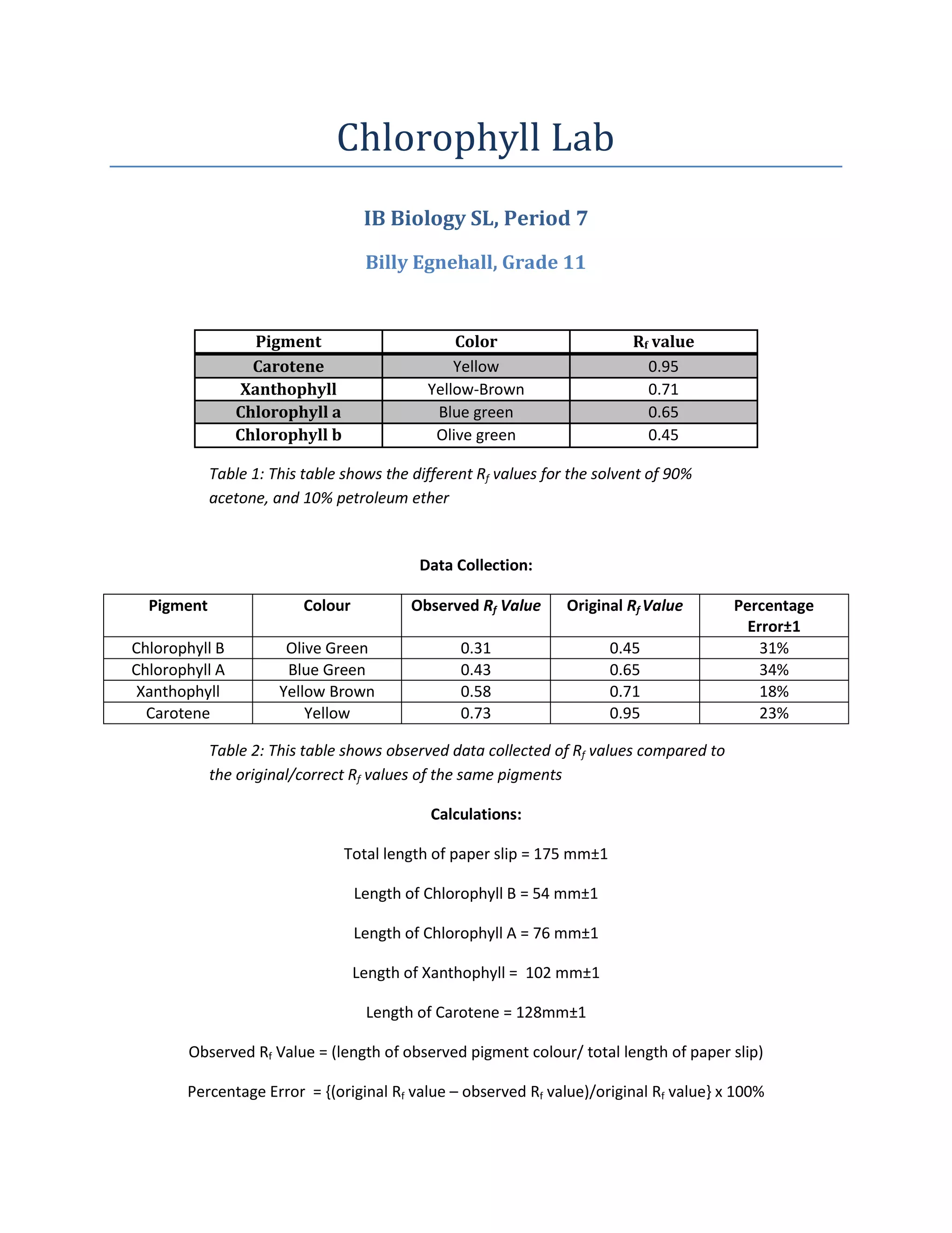Chlorophyll lab | DOCX