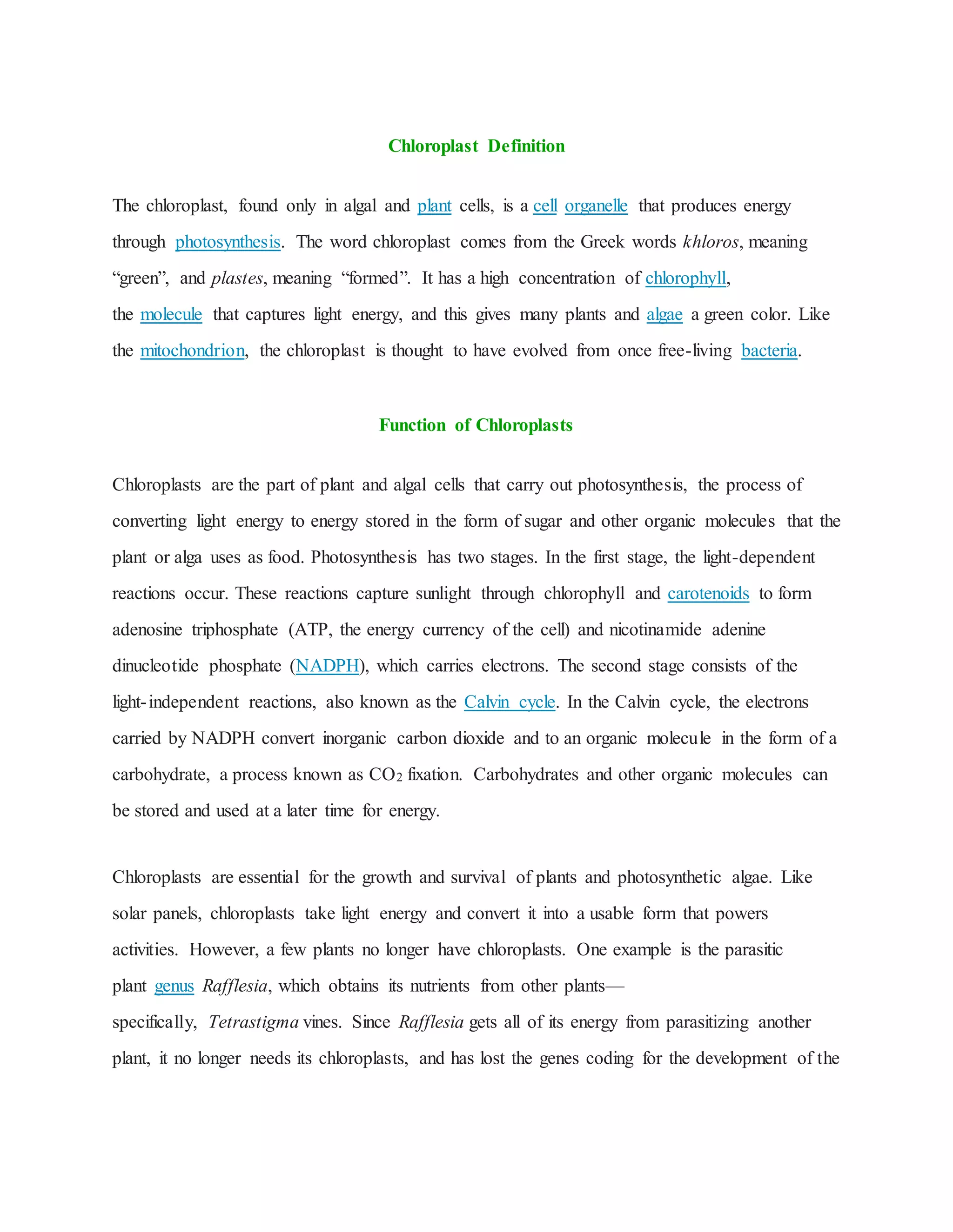 Chloroplast definition real | DOCX