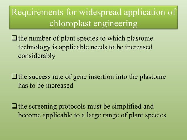 Chloroplast genome engineering | PDF | Biotech and Biomedical Industry ...