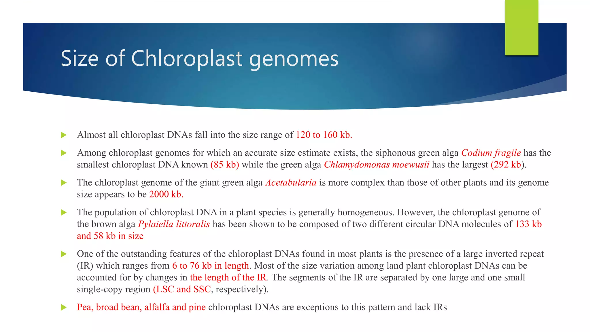Chloroplast genome organisation | PPTX