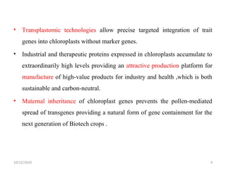 Chloroplast genomics and biotechnology | PPT