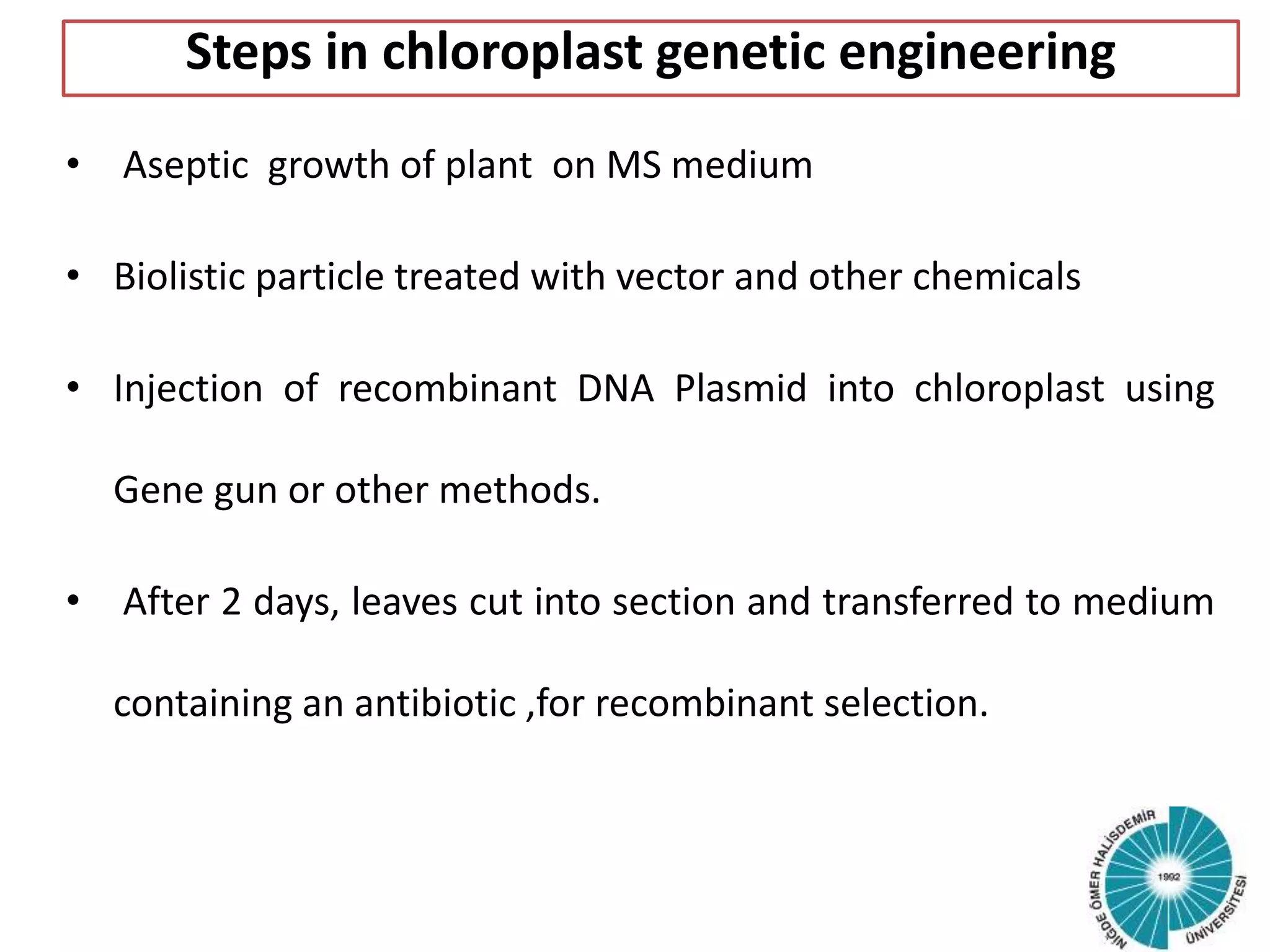Chloroplast transformation | PPTX