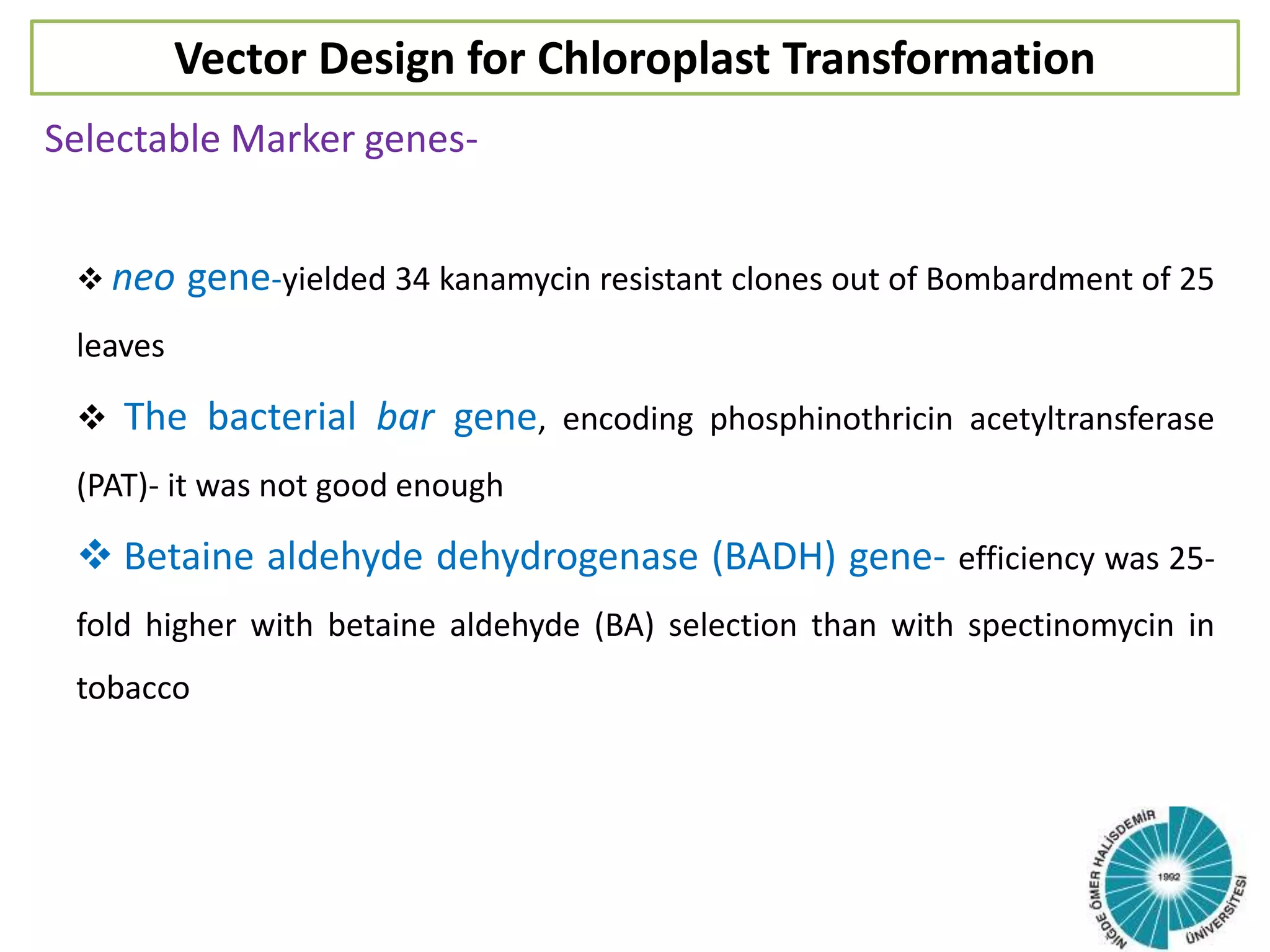 Chloroplast transformation | PPTX