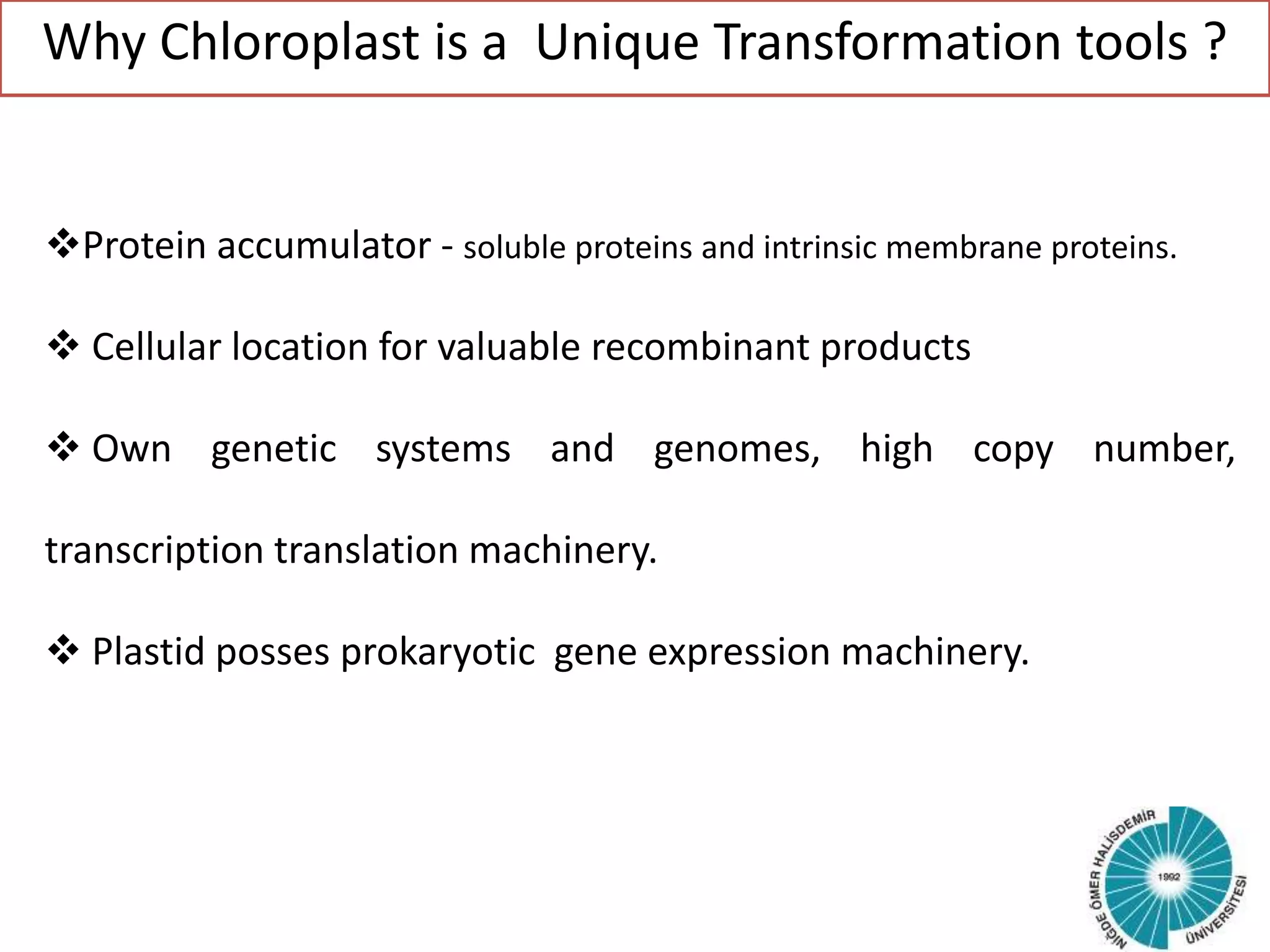 Chloroplast transformation | PPTX