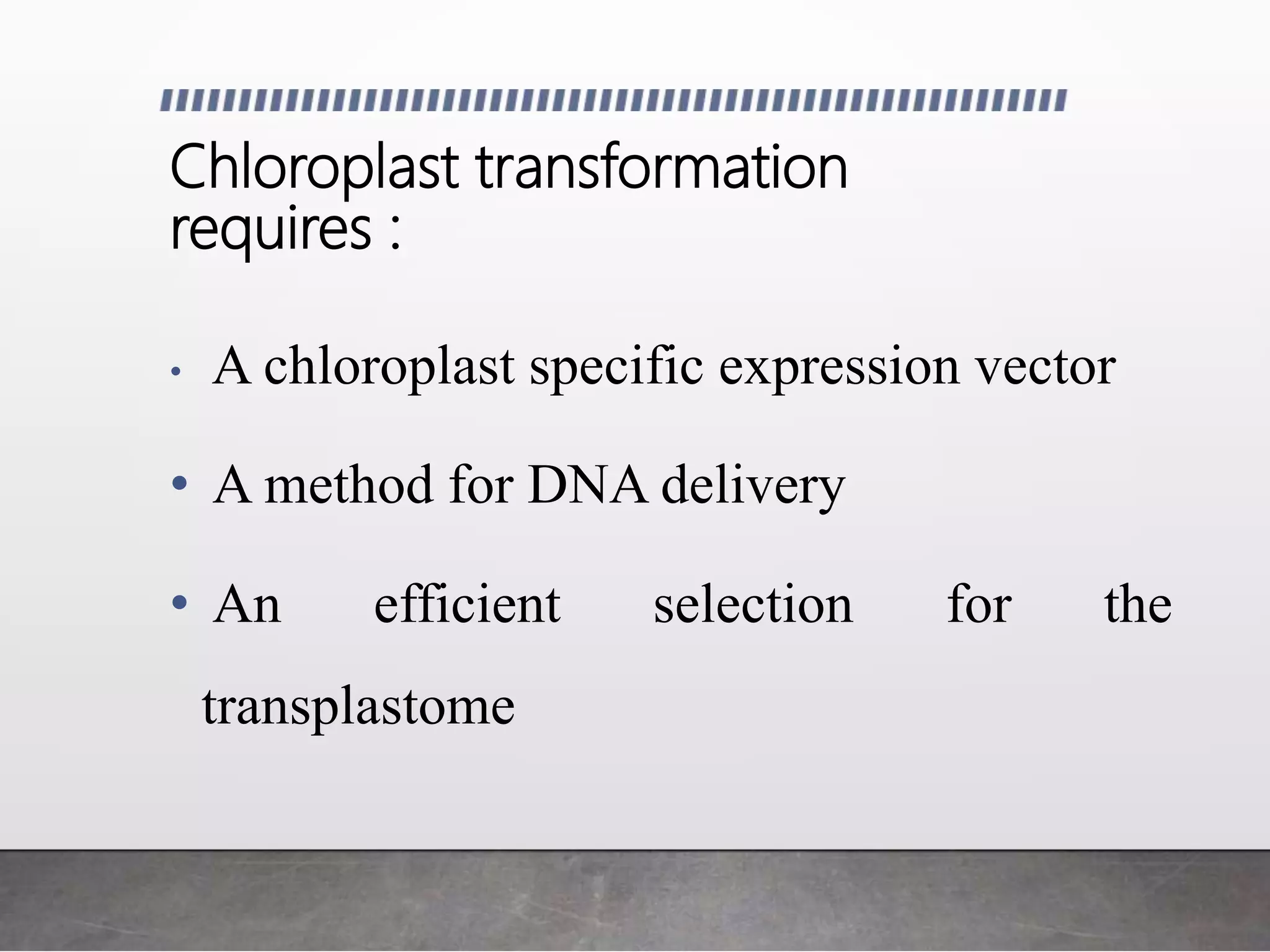 Chloroplast transformation | PPTX