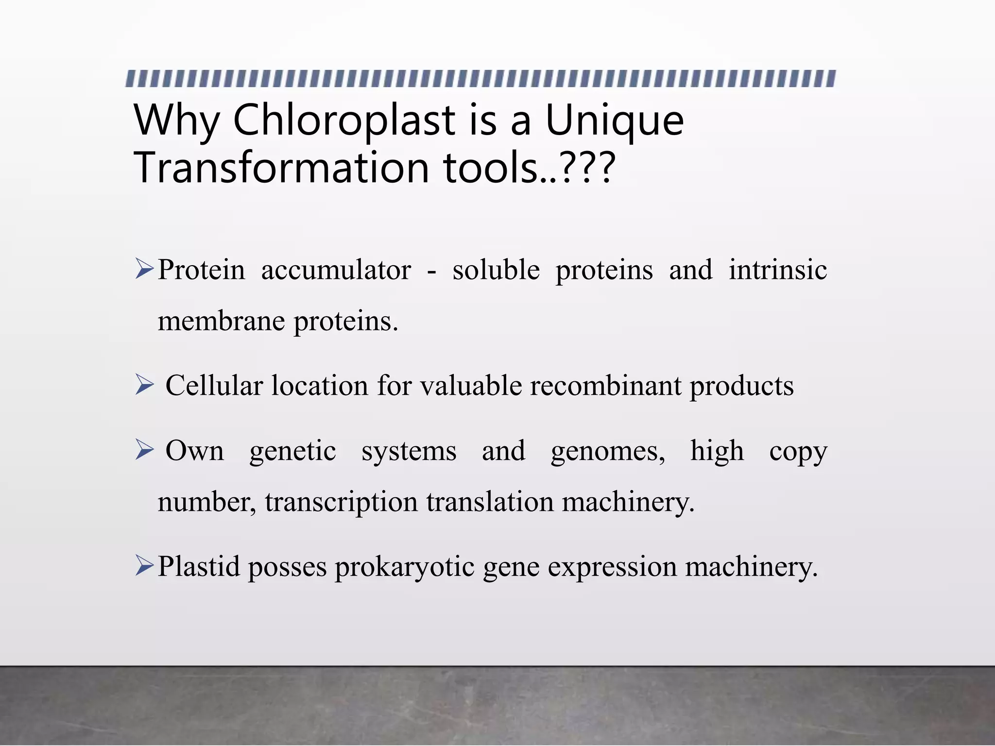 Chloroplast transformation | PPTX