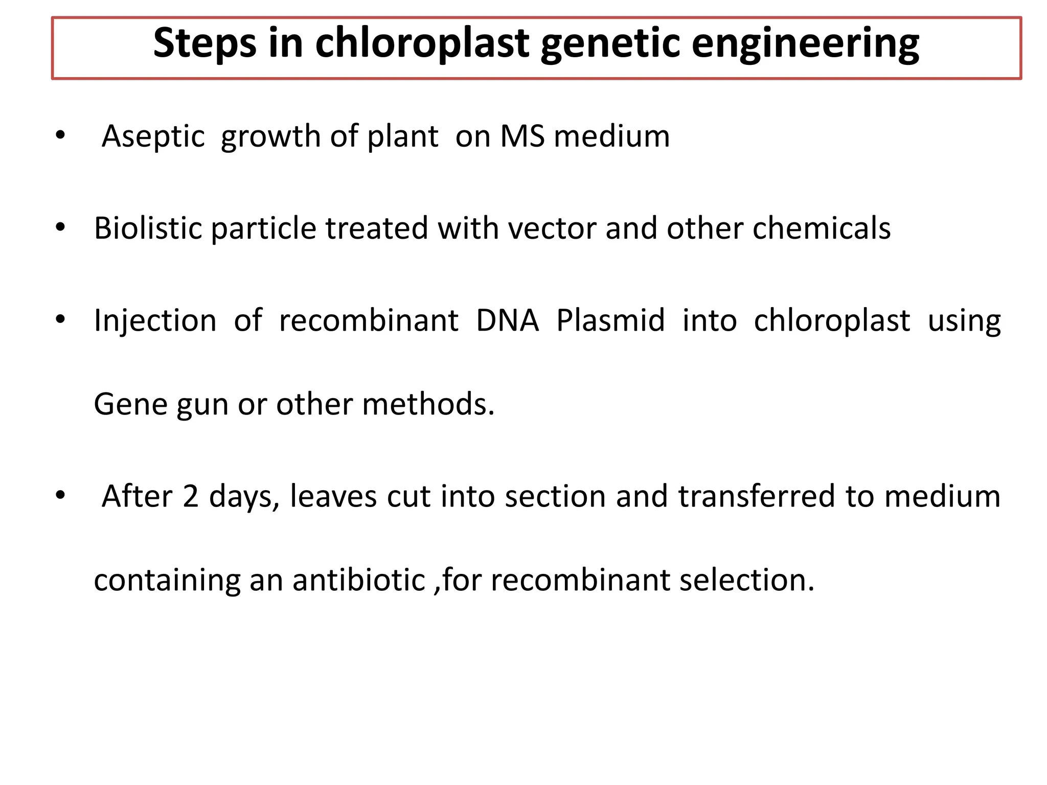 Chloroplast Transformation by Dr Swaati Sharma.pptx