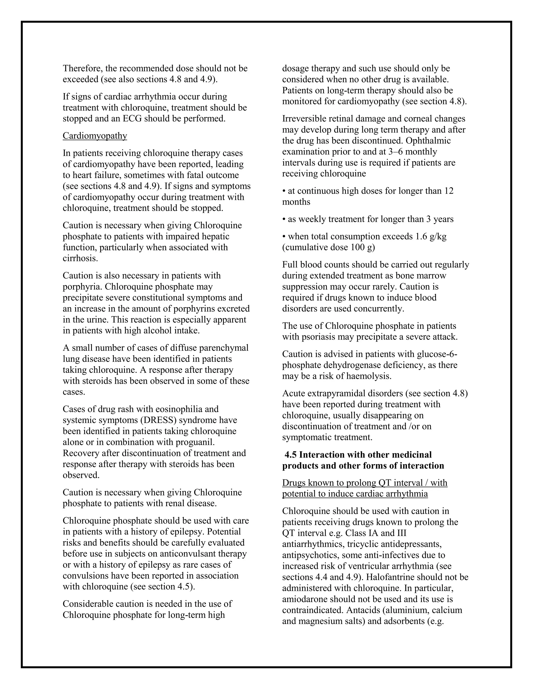 Chloroquine phosphate 250 mg tablets smpc taj pharmaceuticals | PDF