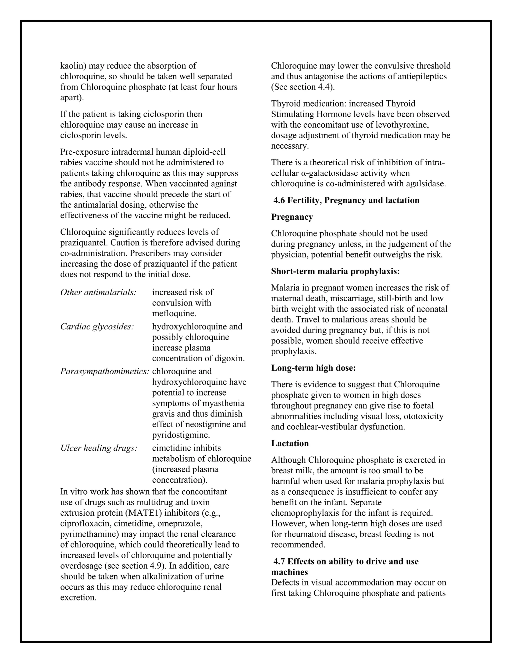Chloroquine phosphate 250 mg tablets smpc taj pharmaceuticals | PDF