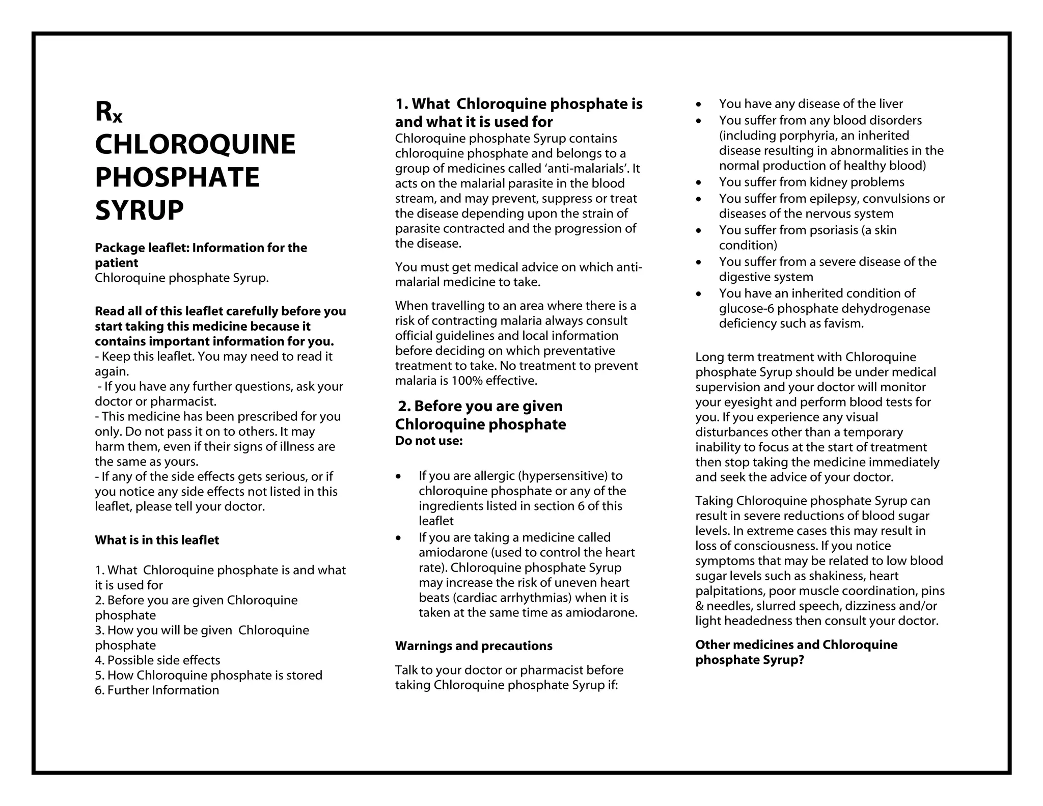 Chloroquine phosphate syrup pil, taj pharmaceuticals. | PDF