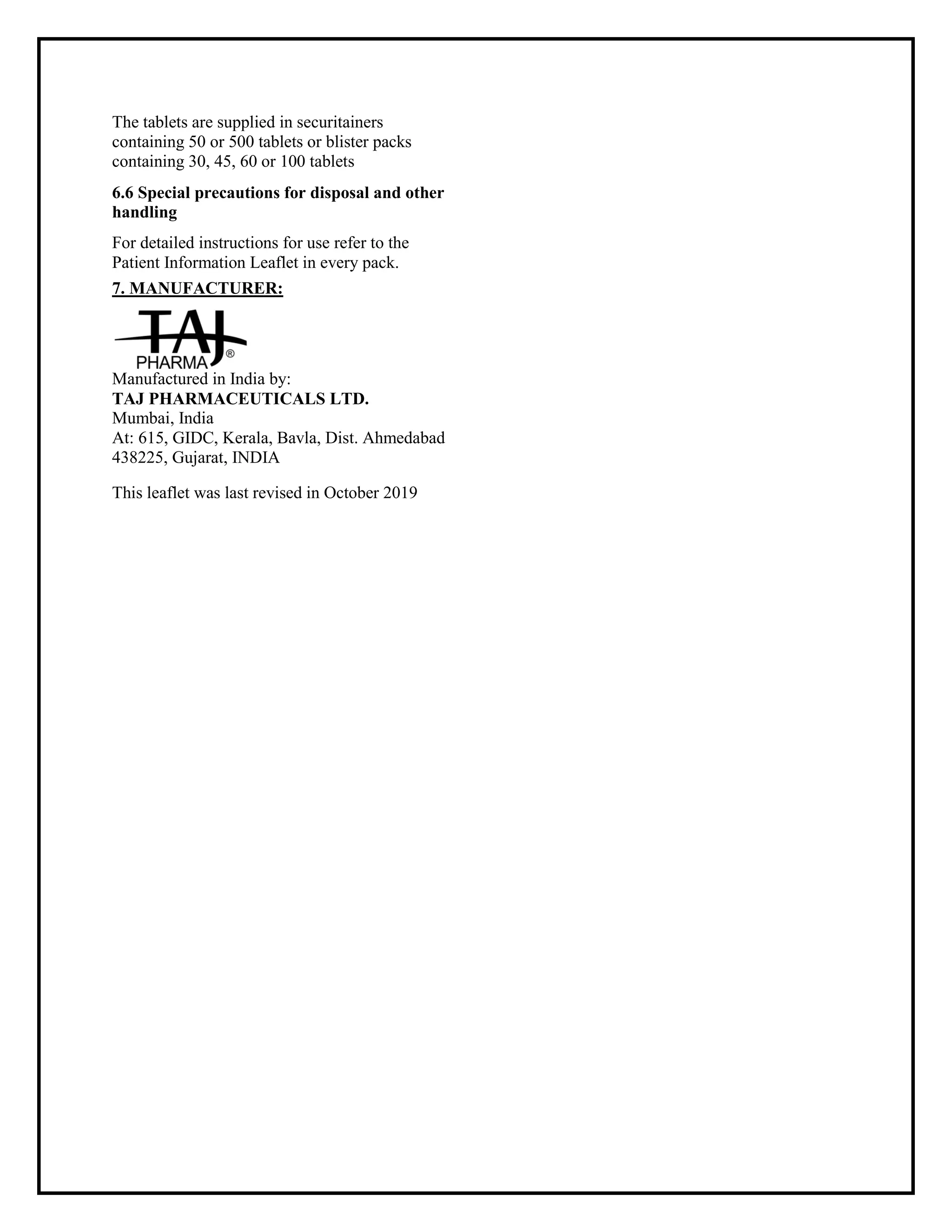 Chlorphenamine maleate tablets smpc taj pharmaceuticals | PDF
