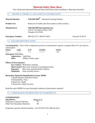 Msds Sheet For 409 Cleaner