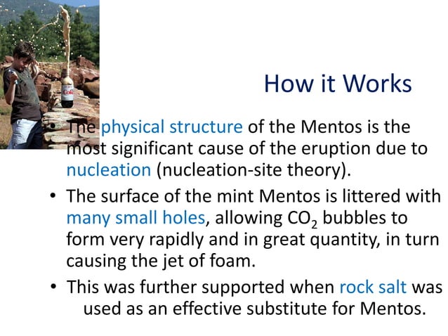 Diet Coke & Mentos Reaction | PPTX | Chemistry | Science