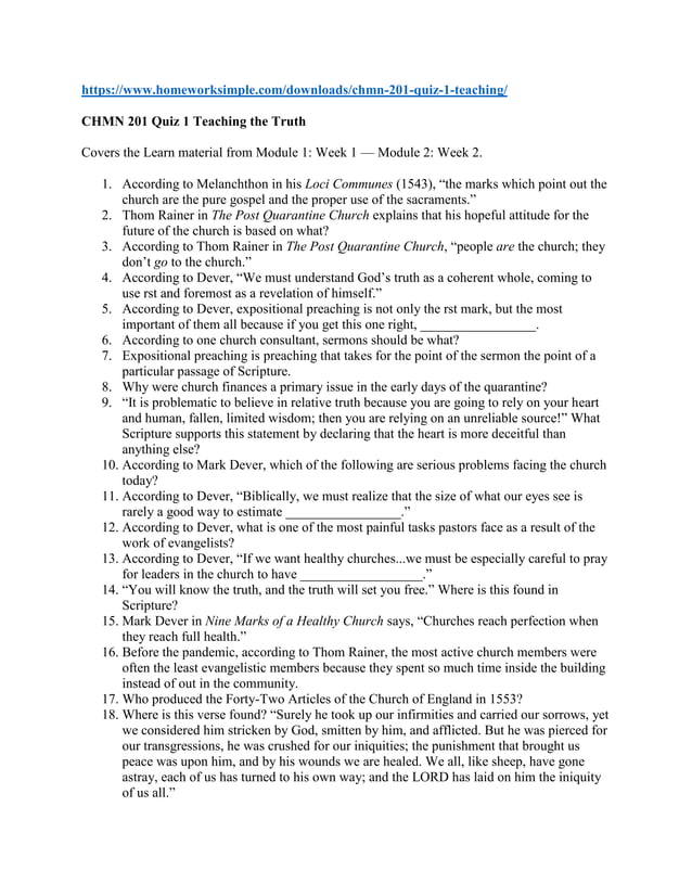 CHMN 201 Quiz 1 Teaching the Truth Liberty University Homeworksimple.docx