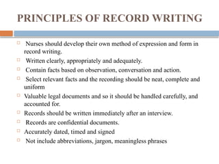 Principles of record writing............ | PPT