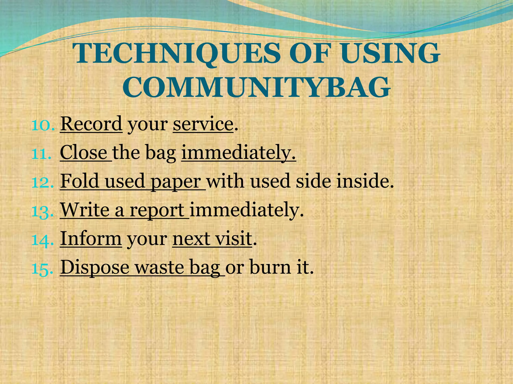 Community Bag Technique | PPTX