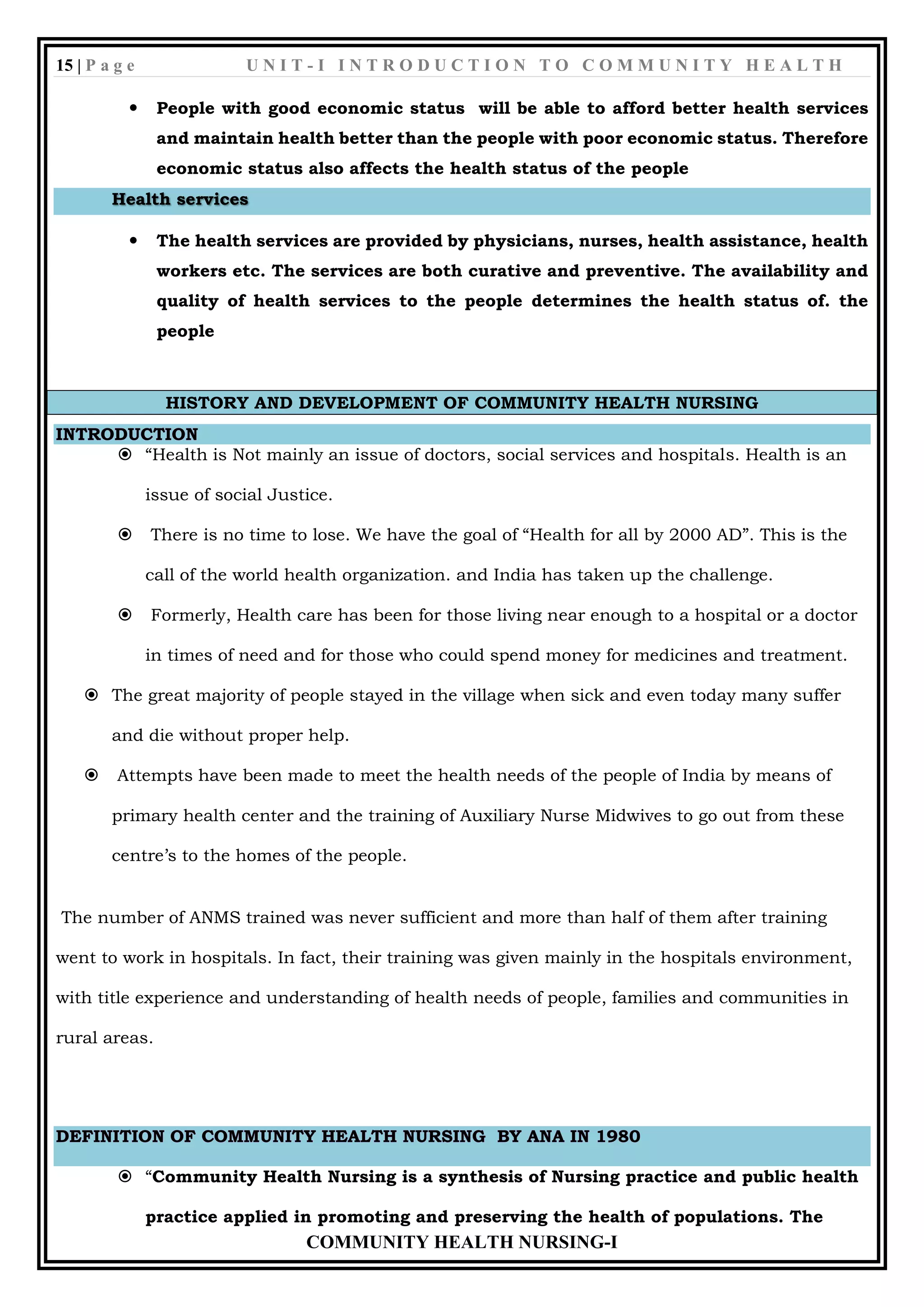 INTRODUCTION TO COMMUNITY HEALTH | PDF