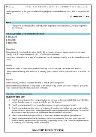 INTRODUCTION TO COMMUNITY HEALTH | PDF